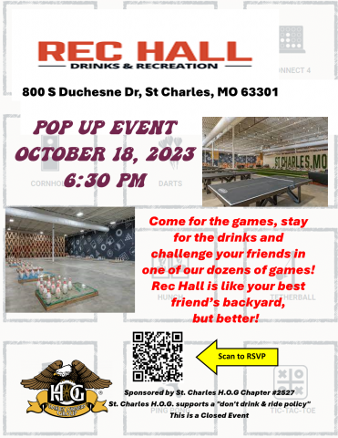 Rec Hall Pop Up | St. Charles Missouri Chapter #2527 | St. Charles ...
